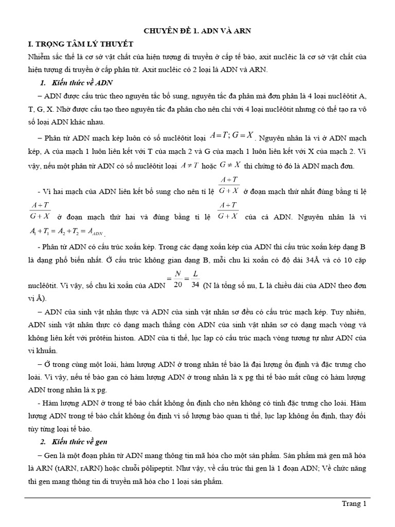 Chuyen de Adn - Arn 23b97 | PDF