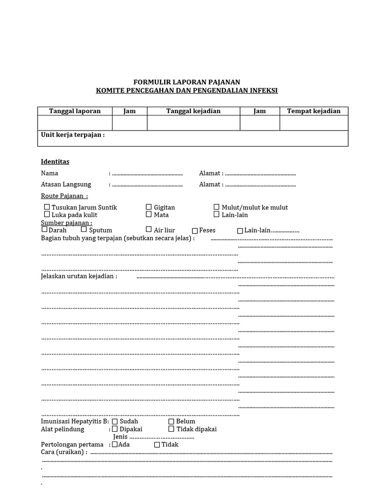 Formulir Laporan Pajanan | PDF