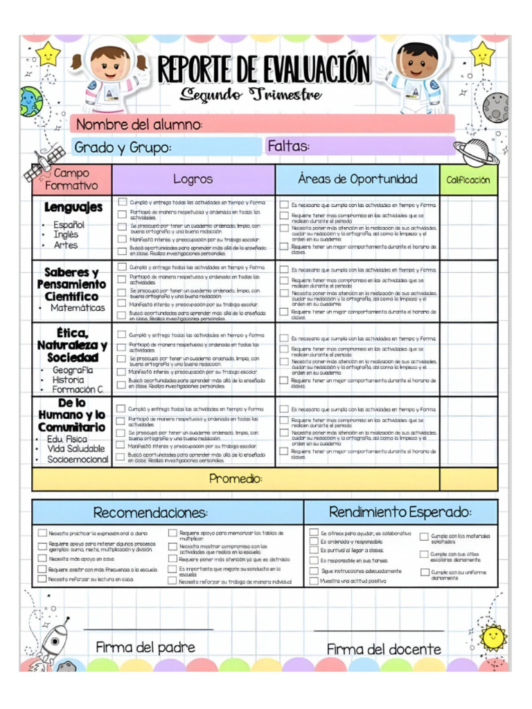 Reporte de Evaluacion Segundo Trimestre | PDF