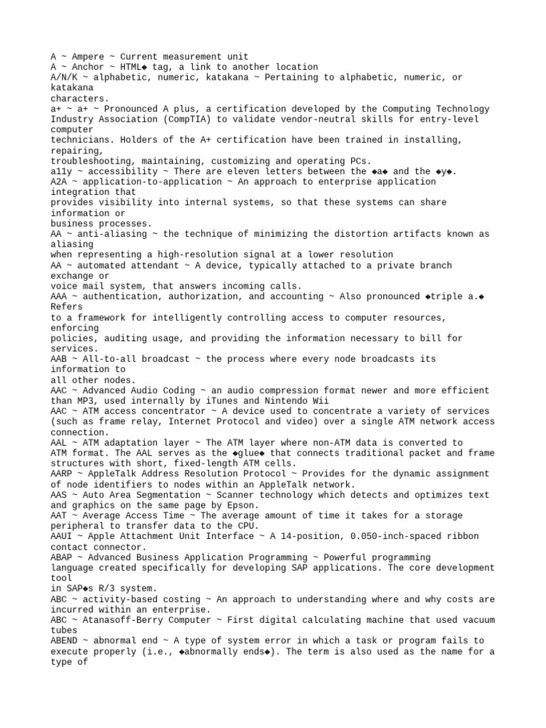 Dictionary of Computer Acronyms and Abbreviations A | PDF | Computer ...