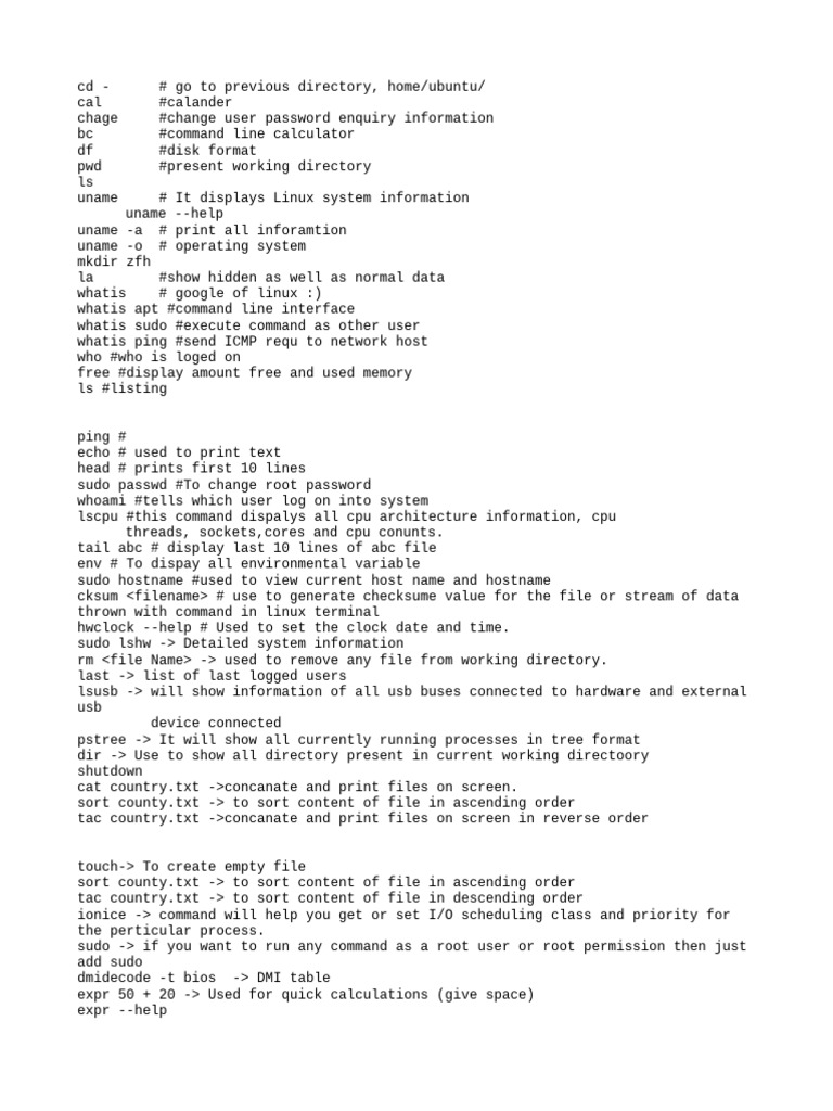 100 Ubuntu Commands Pdf Sudo Computer File 