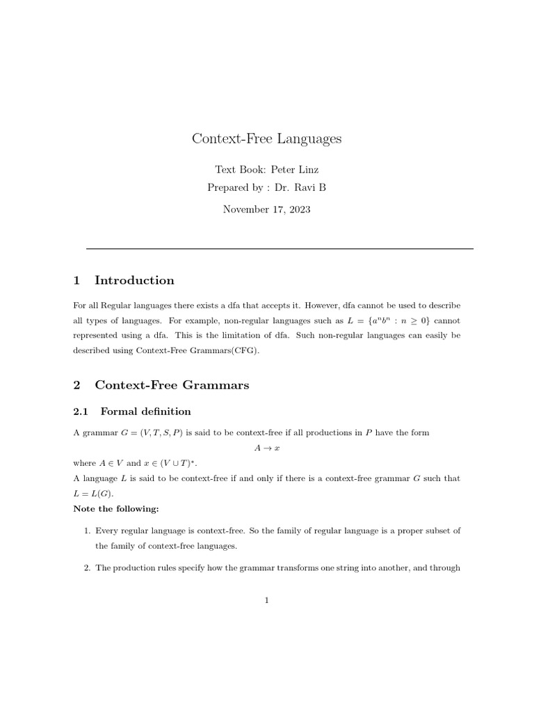Context-Free Grammar Guide | PDF | Formalism (Deductive) | Syntax (Logic)