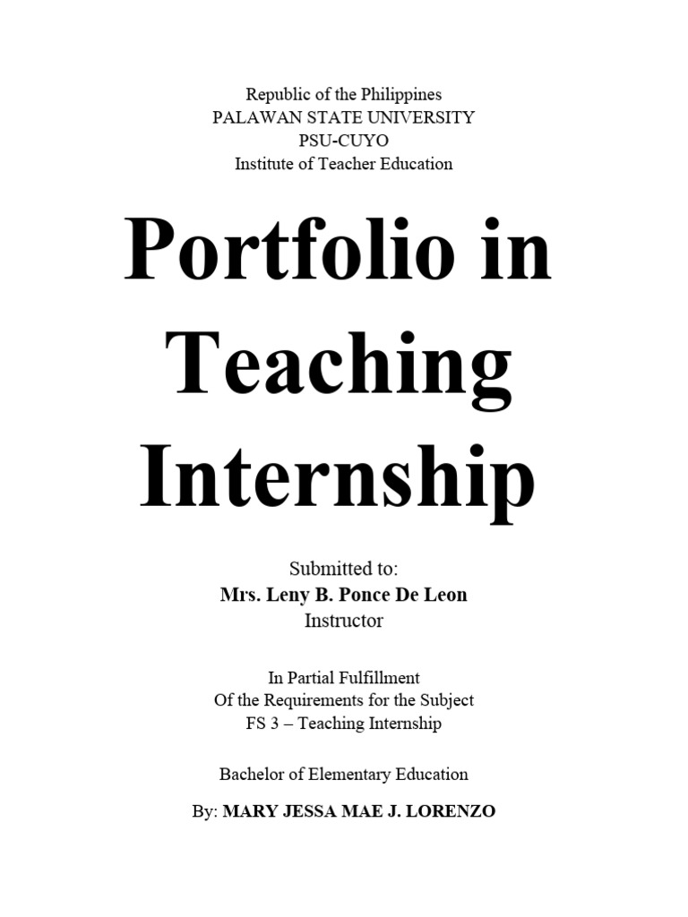 Teaching Internship Portfolio | PDF | Wellness