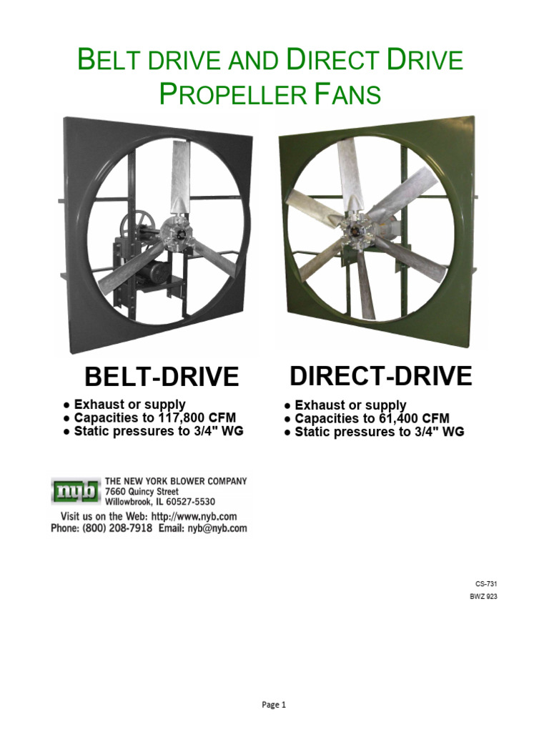 Direct Drive Propeller Fan Overview | PDF | Horsepower | Belt (Mechanical)