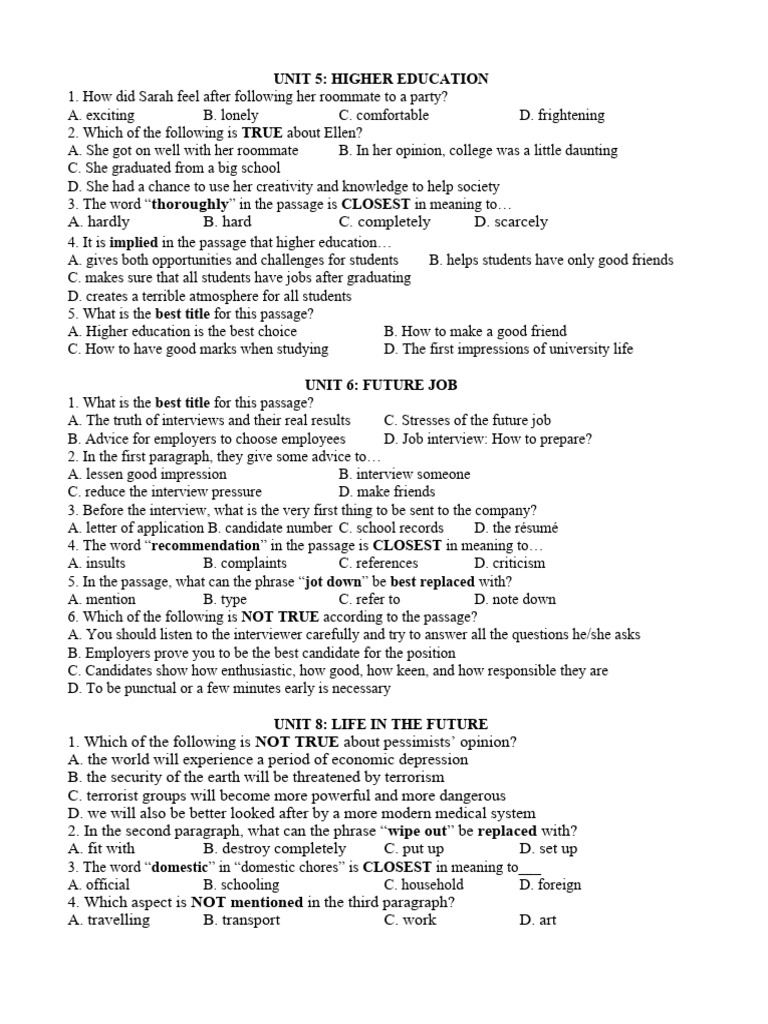 Unit 5: Higher Education | PDF | Job Interview