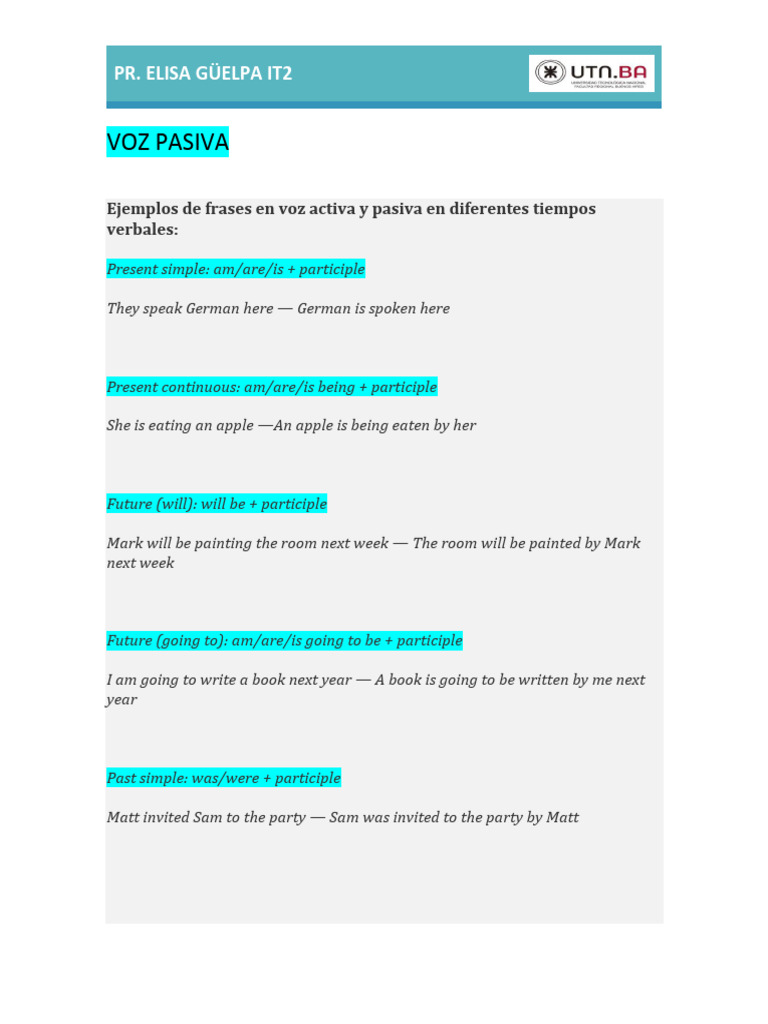 VOZ PASIVA Apunte | PDF