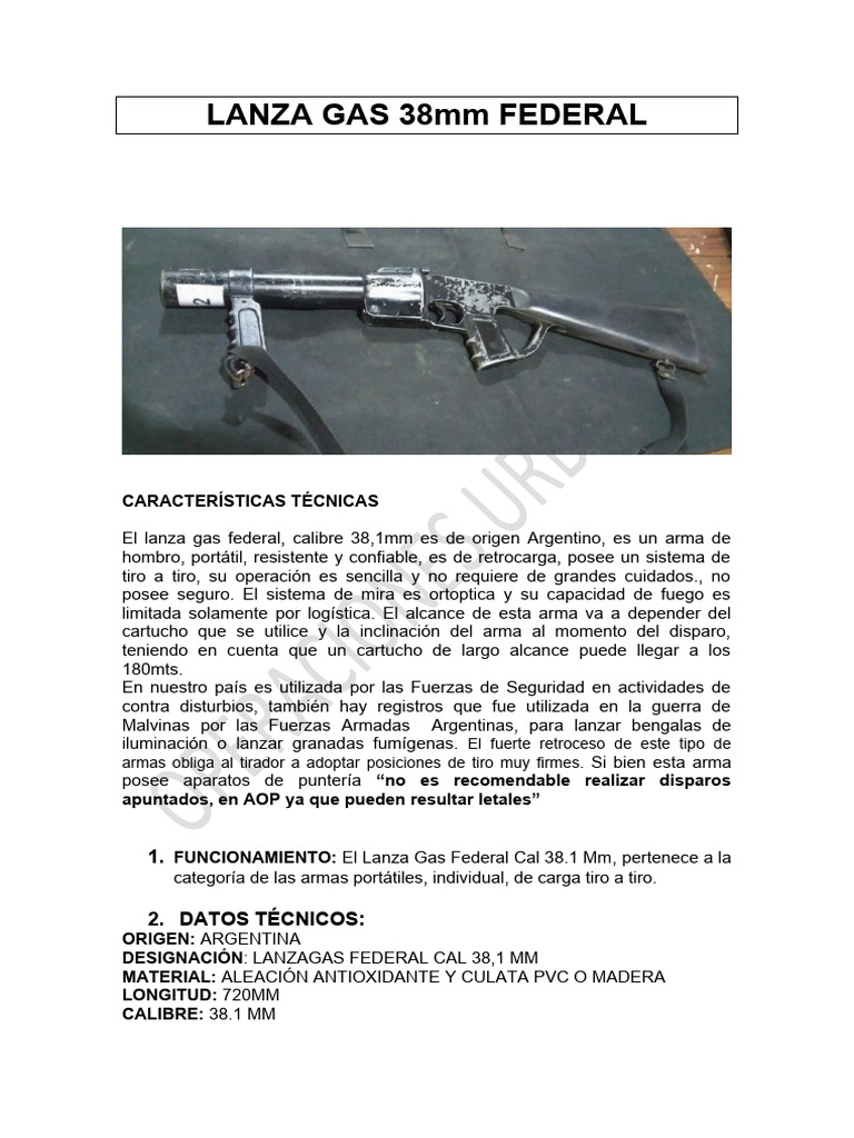 LANZA GASES 38MM FEDERAL | PDF | Cartucho (armas de fuego) | Armas de fuego