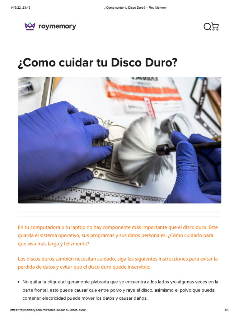 ¿Como Cuidar Tu Disco Duro - Roy Memory | PDF | Disco duro | Apoyo