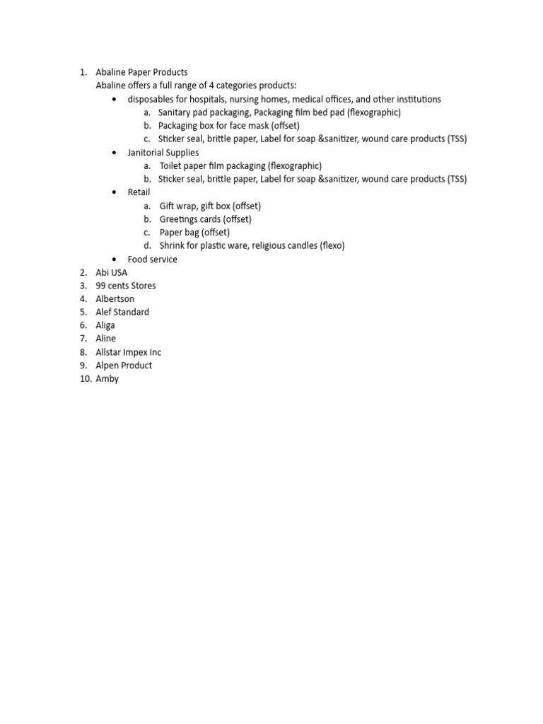 Abaline Paper Products | PDF | Science & Mathematics