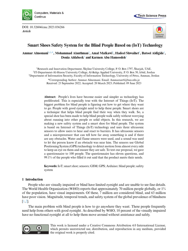 Smart Shoes Safety System For The Blind People Bas | PDF | Arduino ...