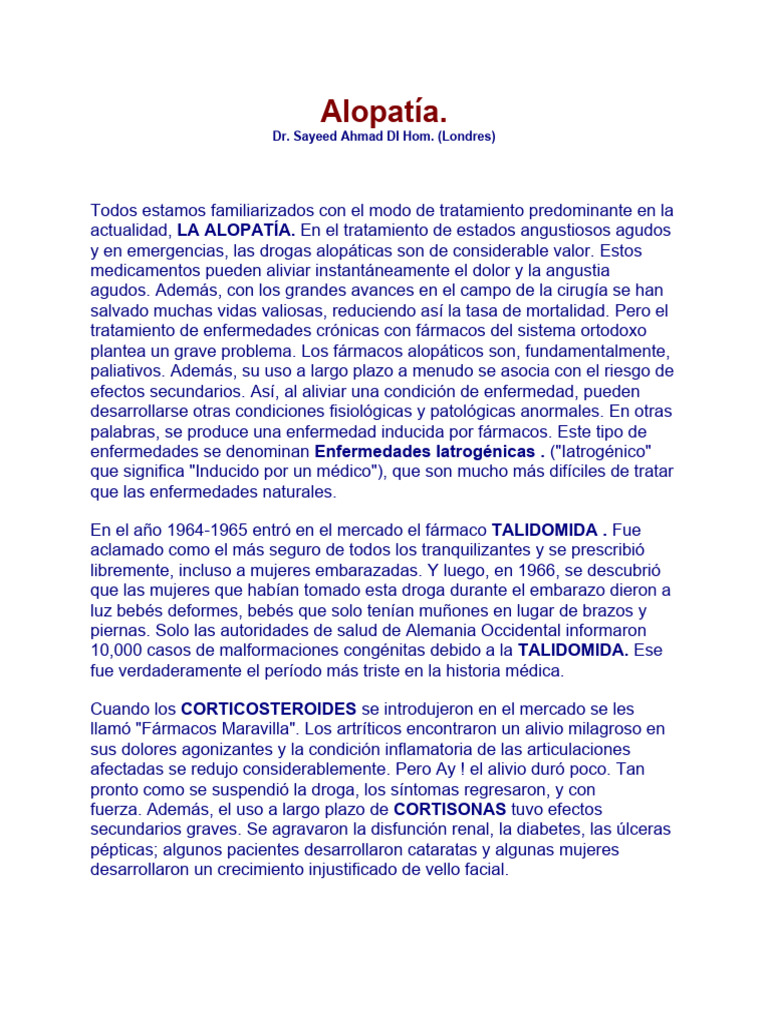 Críticas a la Alopatía y Alternativas | PDF | Aspirina | Homeopatía