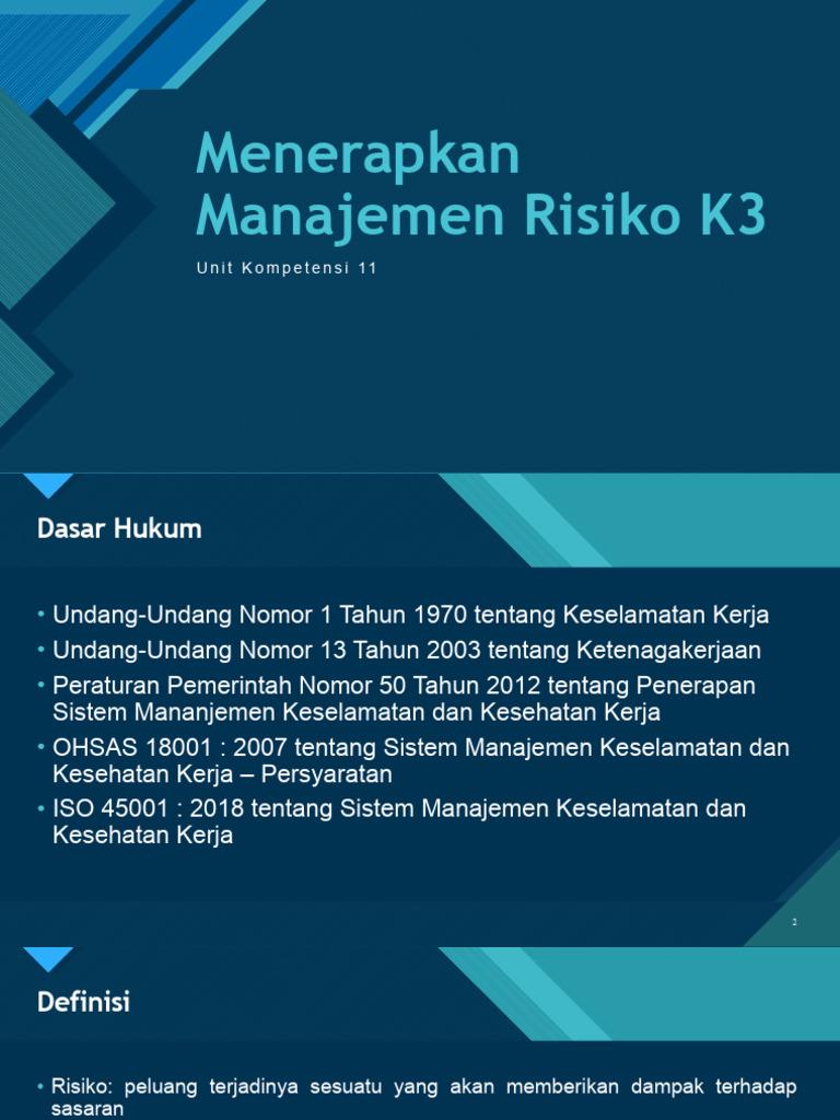 Menerapkan Manajemen Risiko K3 | PDF