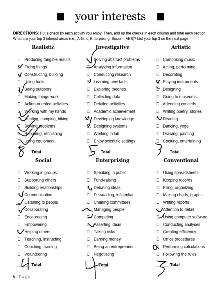 FindingYourCareerFit - Your Interests Section | PDF