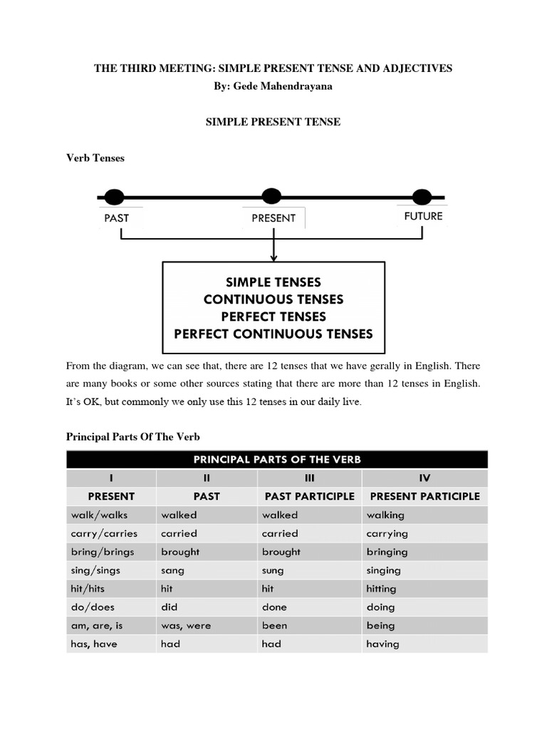 Simple Present Tense and Adjectives Guide | PDF | Adjective | Verb