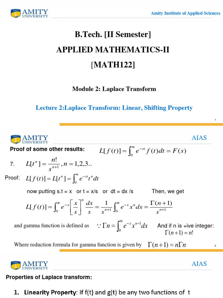 Module2 - Topic2 Laplace Transform2 | PDF | Laplace Transform ...