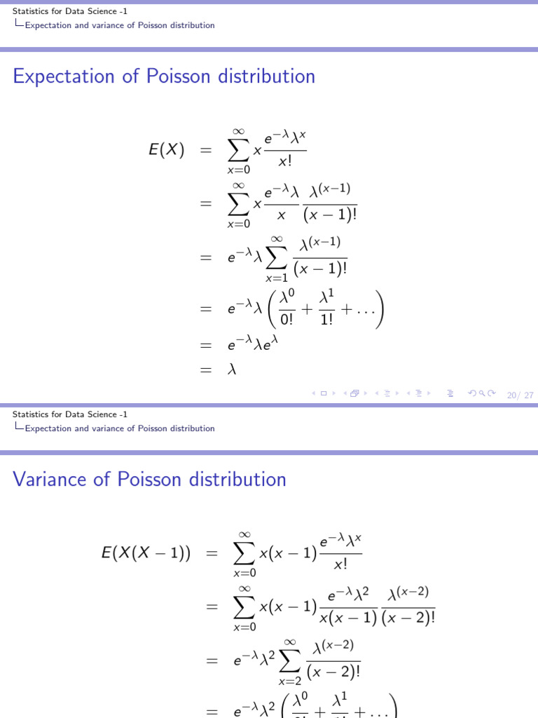 Lecture 11.9 - Expectation and Variance of Poisson Distribution | PDF | Poisson Distribution ...