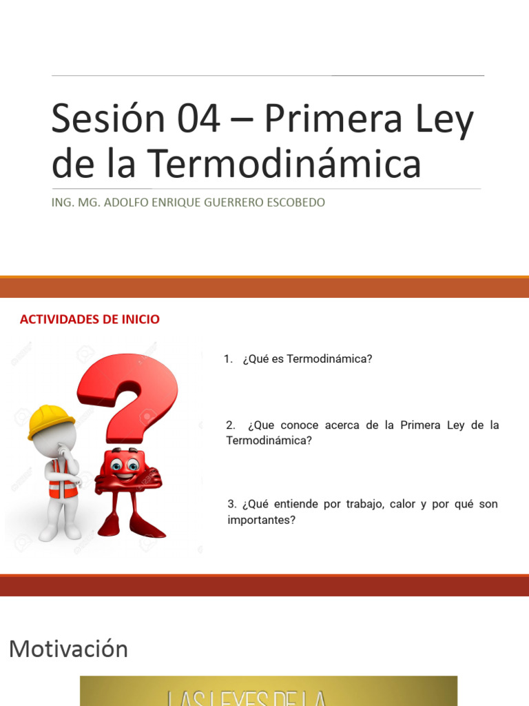 Semana 04 QI - Primera Ley | PDF | Capacidad calorífica | Entalpía