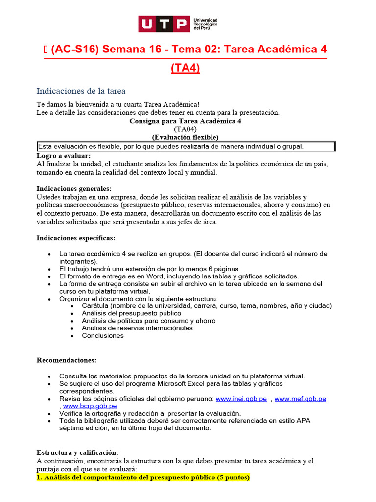 ? (AC-S16) Semana 16 - Tema 02 Tarea Académica 4 (TA4) | PDF ... ? (AC-S16) Semana 16 - Tema 02 Tarea Académica 4 (TA4) | PDF ...