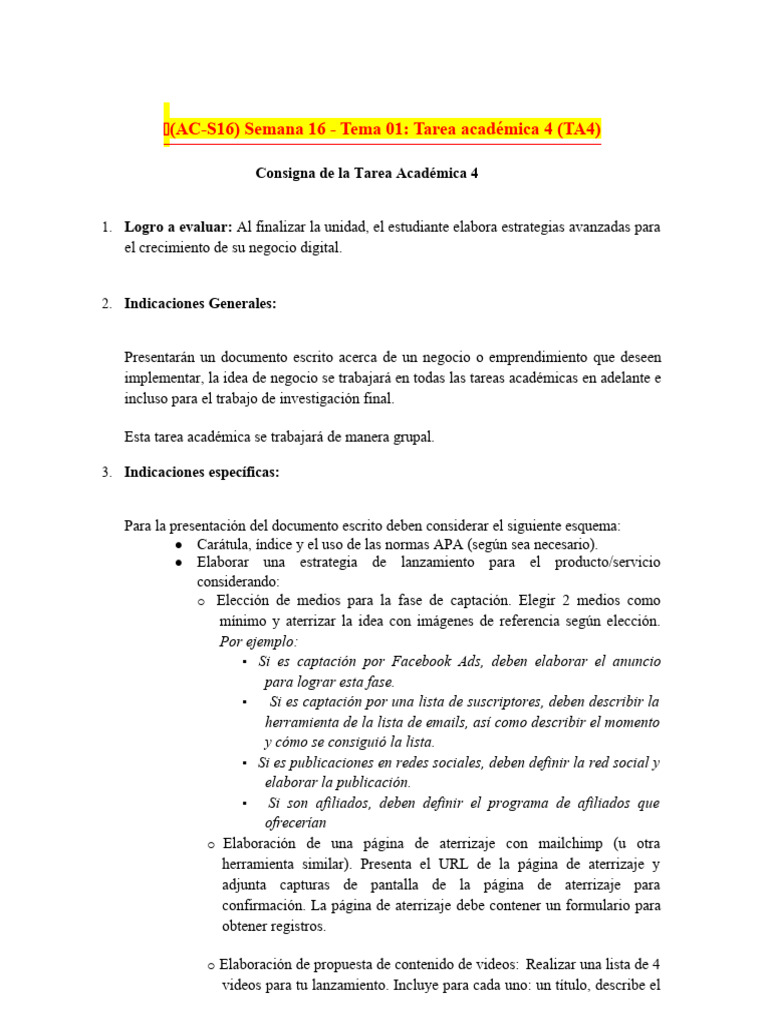 ? (AC-S16) Semana 16 - Tema 01 Tarea Académica 4 (TA4) - NEGOCIOS ... ? (AC-S16) Semana 16 - Tema 01 Tarea Académica 4 (TA4) - NEGOCIOS ...