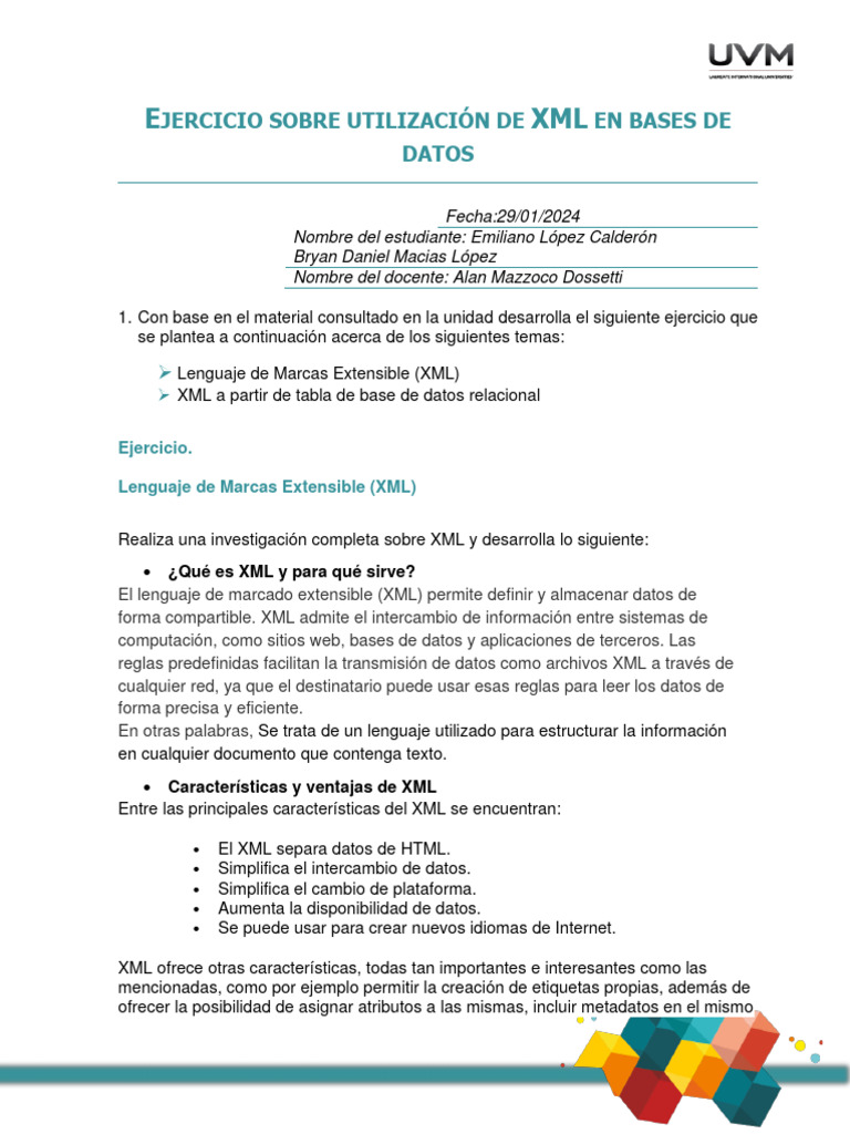 Act1 Bda | PDF | Xml | Bases de datos