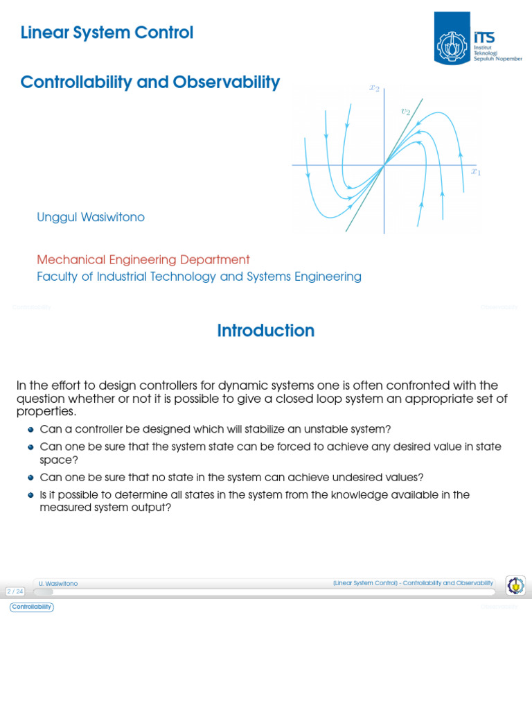 Controllability and Observability Explained | PDF | System Of Linear ...