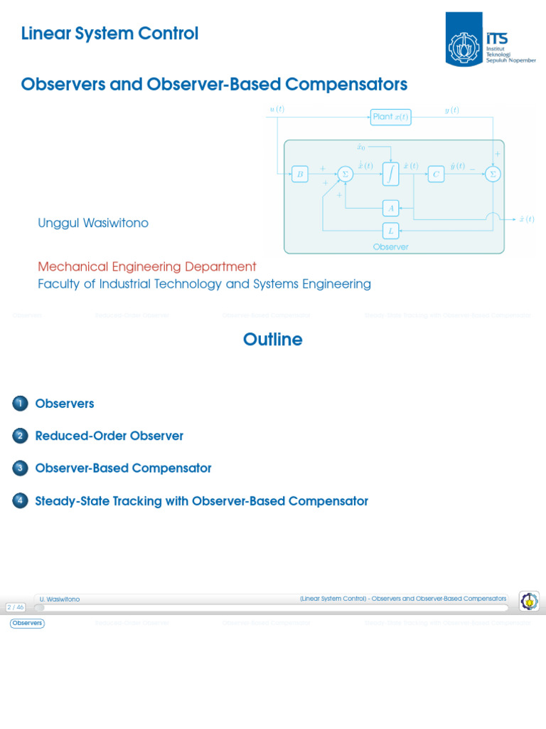 SPL 08 Observer and Observer Based Compensator | PDF | Eigenvalues And Eigenvectors | Control Theory