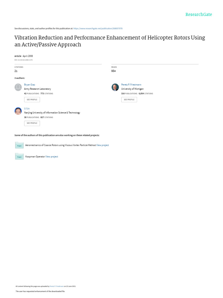 Vibration - Reduction - and - Performance - Enhancement - of Helicopter Blade | PDF ...