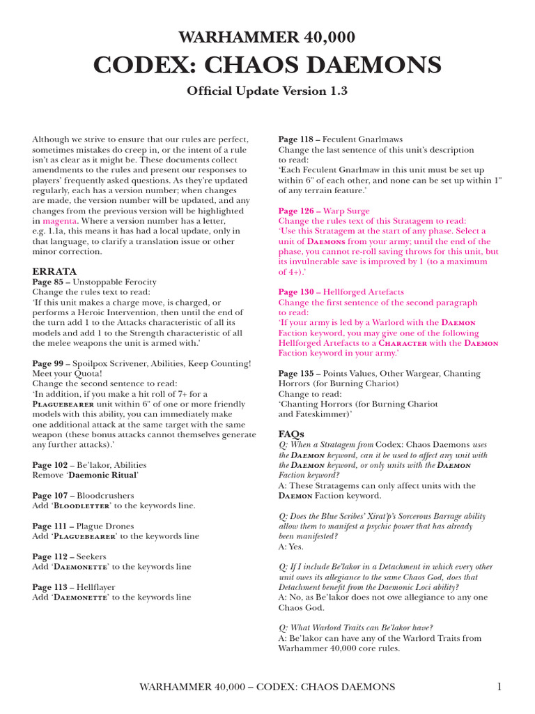 Warhammer 40000 Chaos Daemons En-2 | PDF