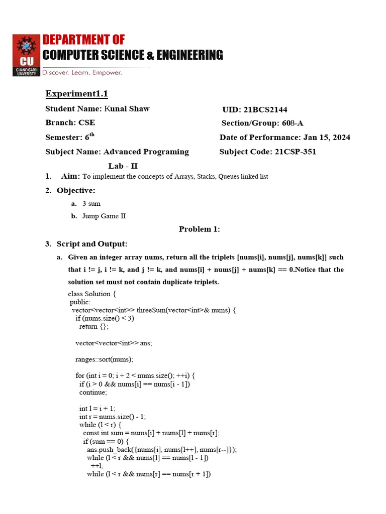 Ap 1 | PDF | Algorithms And Data Structures | Computer Science