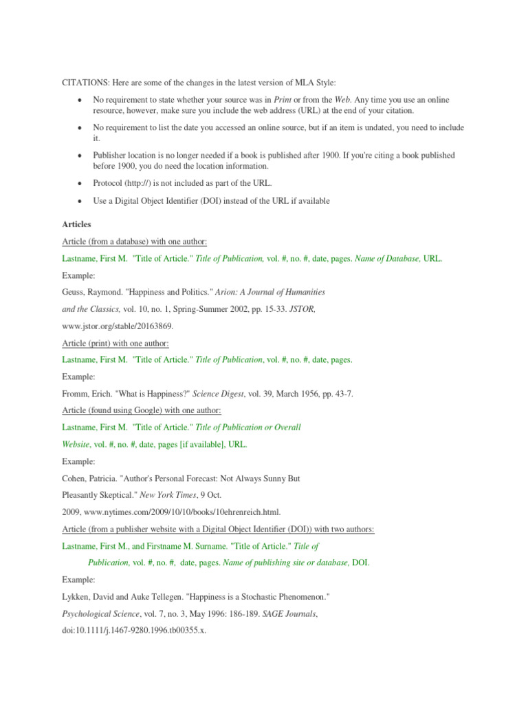 CITATIONS Mla 8 | PDF | Digital Object Identifier