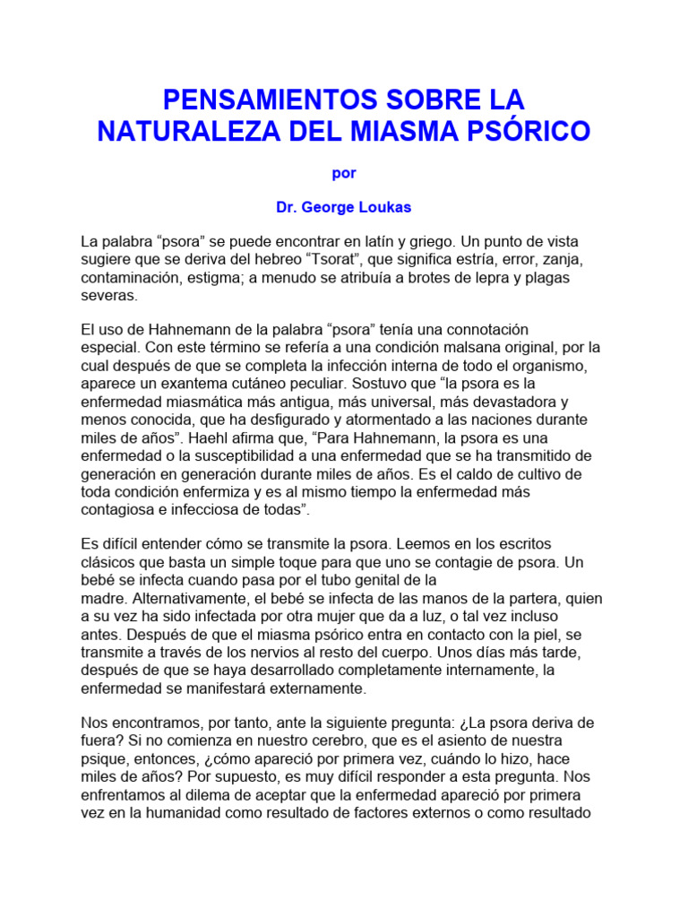 Pensamientos Sobre La Naturaleza Del Miasma Psóric1 | PDF | Edipo ...