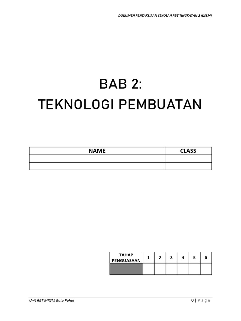Folio Bab 2-Teknologi Pembuatan | PDF
