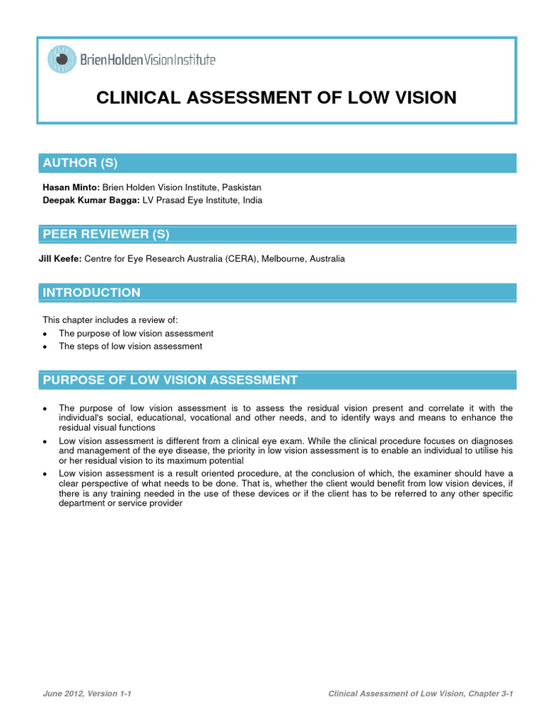 03 Clinical Assessment of Low Vision | PDF | Contrast (Vision) | Visual ...