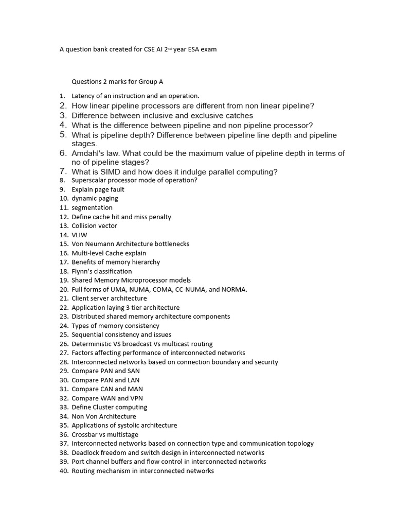 Architecture Question Bank | PDF | Central Processing Unit | Parallel Computing