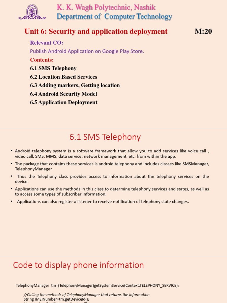 Unit-VI-Security and Application Deployment | PDF | Android (Operating ...