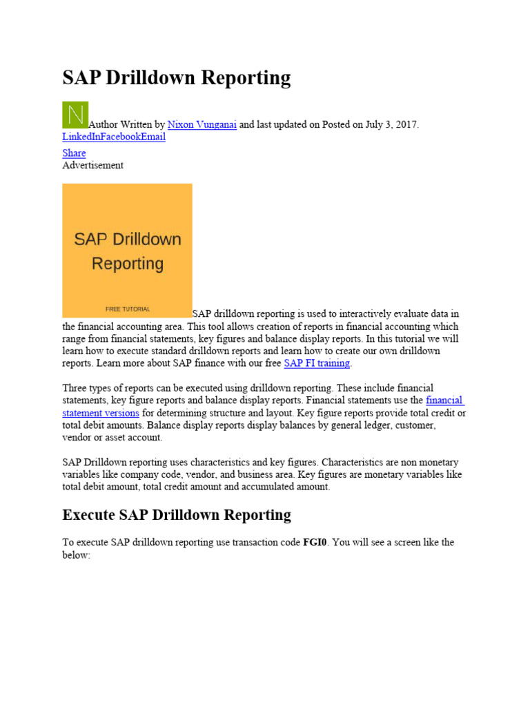 SAP Drilldown Reporting | PDF | Debits And Credits | Financial Accounting