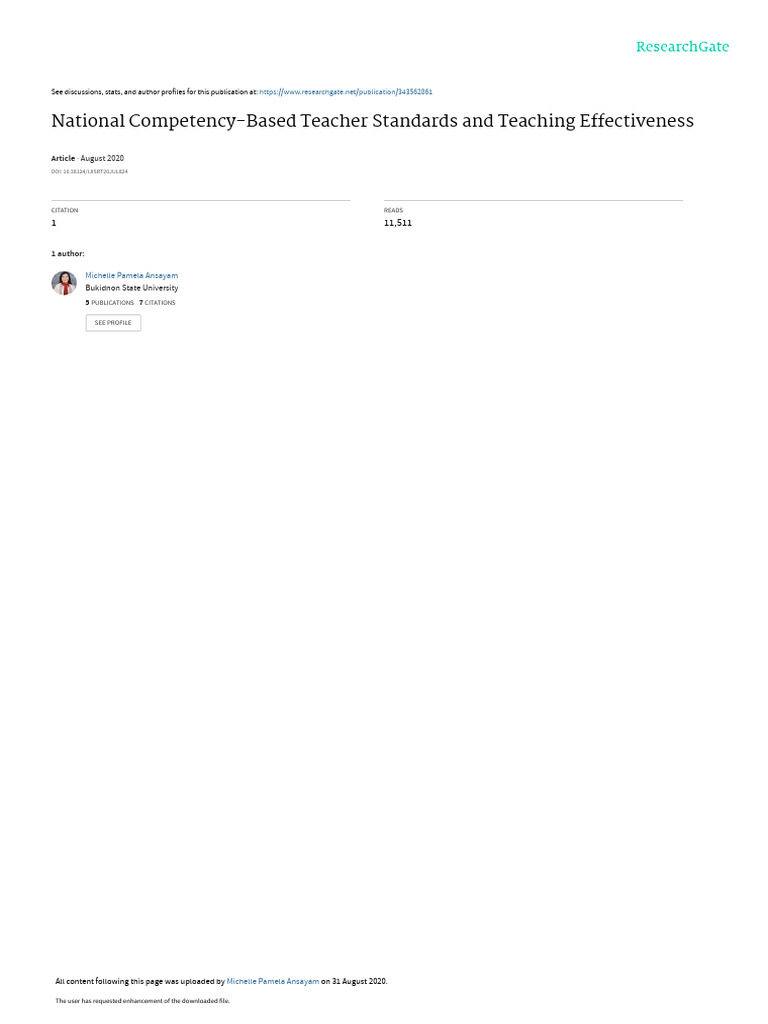 National Competency-Based Teacher Standards and Te | PDF | Teachers | Learning