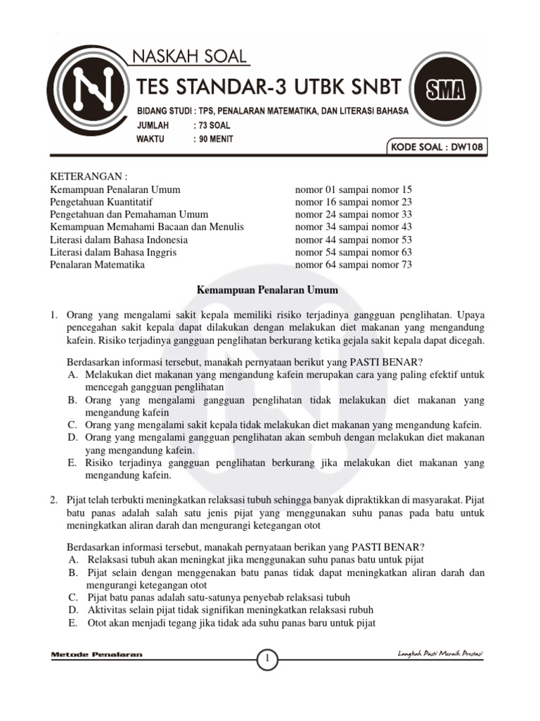 Dw108 - Ts3 Utbk SNBT | PDF