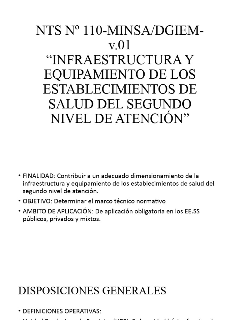 NTS #110-Minsa Infraestructura 2do Nivel | PDF | Tecnología de información y comunicaciones ...