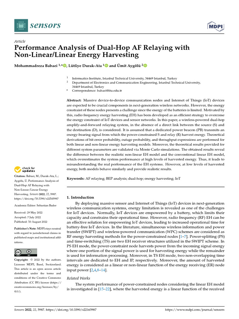 Nonliear EH Performance Analysis | PDF | Mimo | Internet Of Things