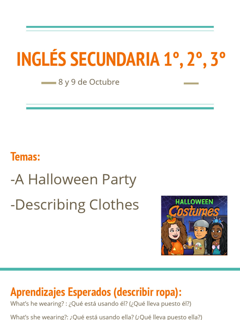 Copia de INGLÉS SECUNDARIA 1°, 2°, 3° (8 y 9 de Octubre) | PDF