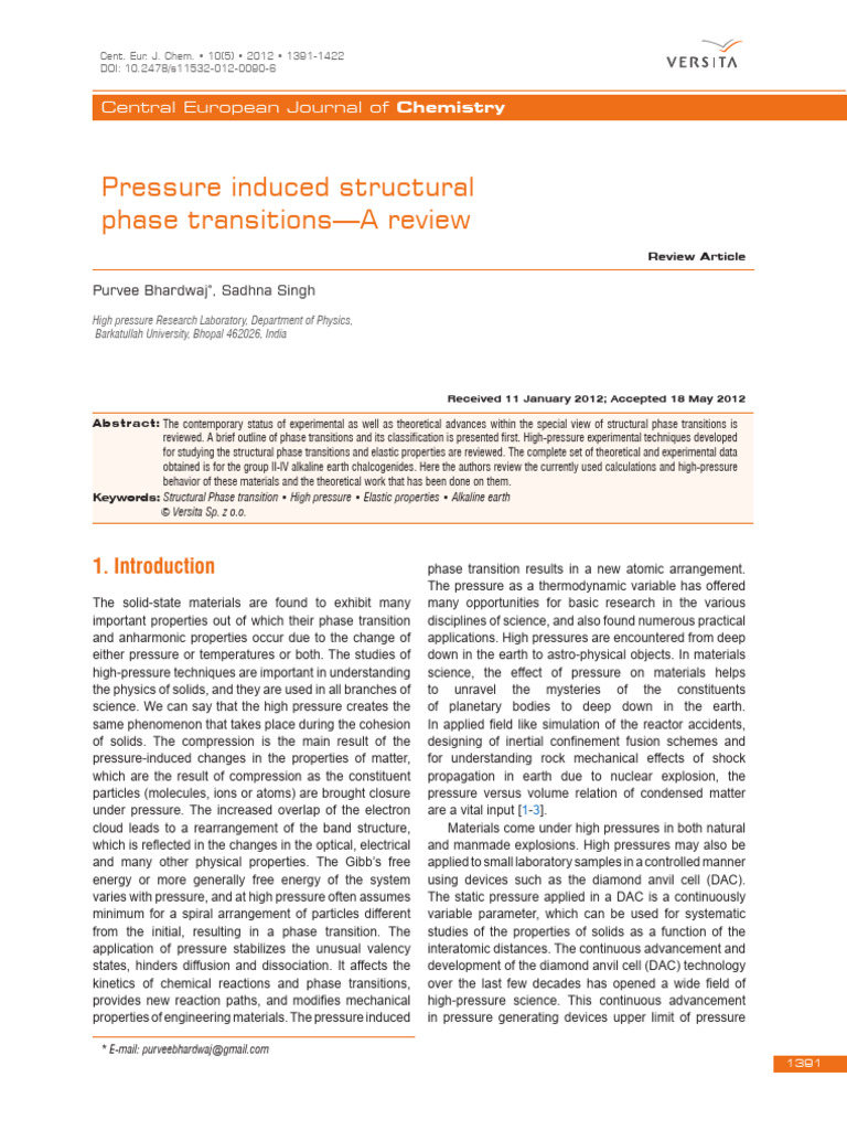 Pressure Induced Structural Phase Transitions-A Re | PDF | Phase ...