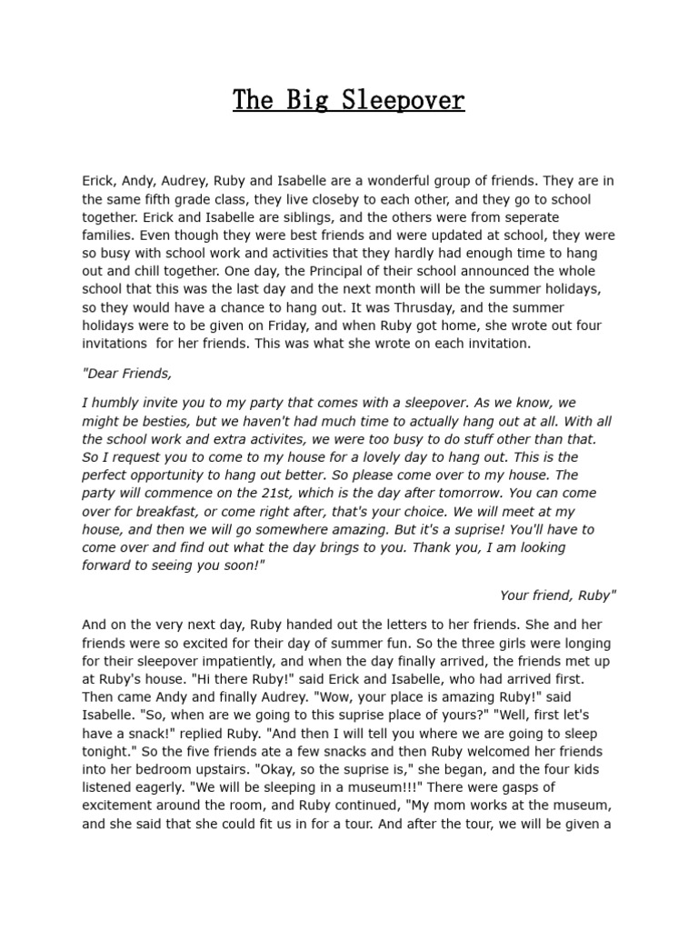 The Big Sleepover | PDF