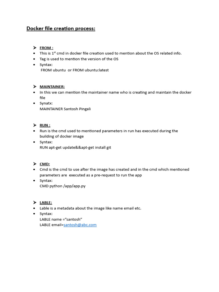 About Docker File Creation Commands and First Dockerfile Creation | PDF | Computing | Computer ...