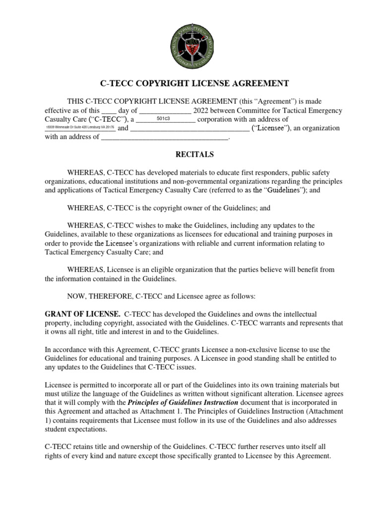 C-TECC Content License Agreement | PDF | Indemnity | License