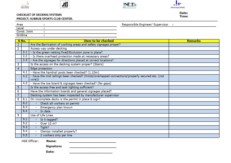 Decking Safety Checklist | PDF | Computers