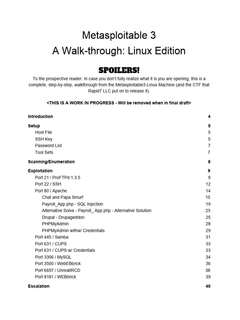 Metasploitable 3 A Walk Through Linux Edition Pdf File Transfer Protocol Port