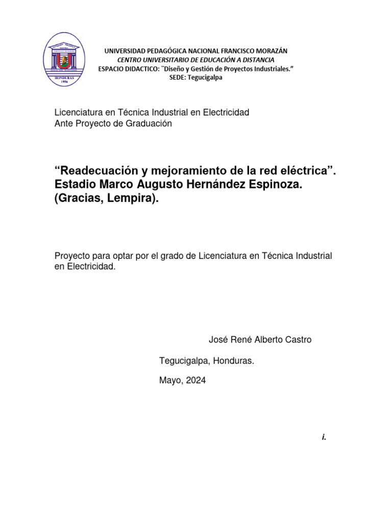 PROYECTO DE INVESTIGACIÓN (ESTADIO MARCO A. hERN NDEZ) RENE 2024 | PDF | Honduras | Estadio
