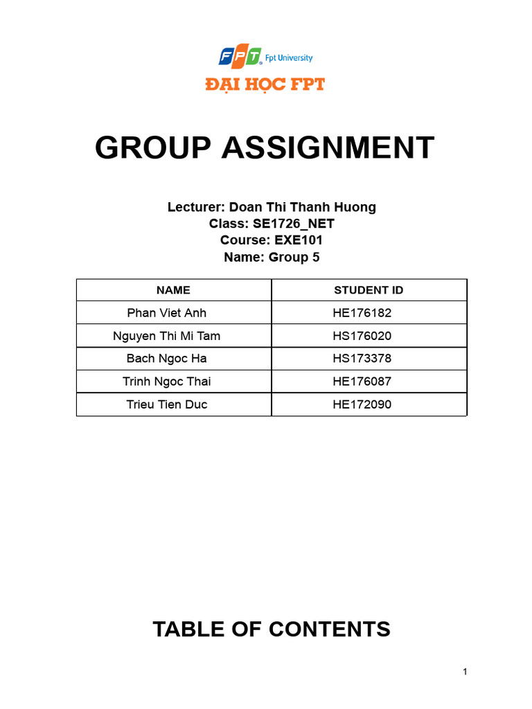 Final Report EXE101 - Group 5 | PDF | Science, Technology, Engineering ...