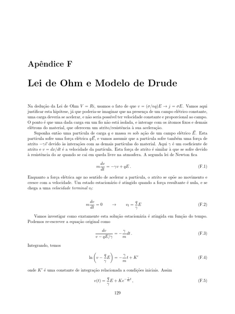 Lei de Ohm e Modelo de Drude Explicados | PDF | Força | Ciência de ...